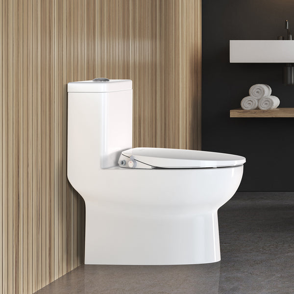 Saniwise Non-electric Bidet Toilet Seat for Elongated Toilets, Rear & Feminine Sprays, Self ...