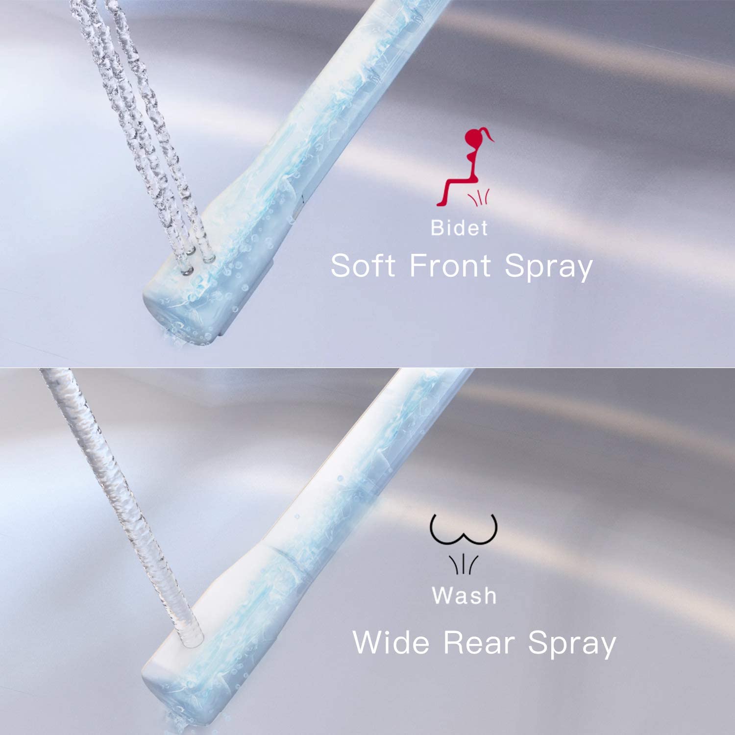 SANIWISE Non-electric Toilet Bidet Seat for Round Toilets, Self-Cleaning Dual Nozzles, Rear ...